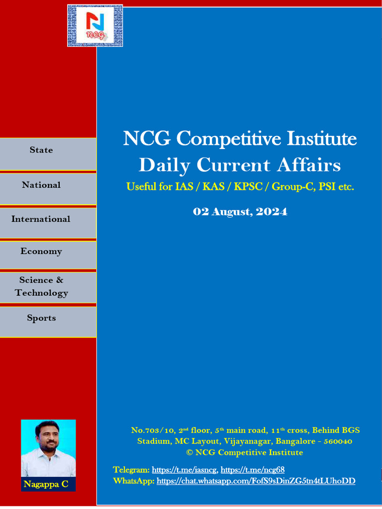 Current Affairs 02 August 2024, English | PDF