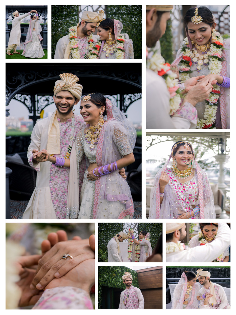 Wedding Photo Collage in Ivory Purple Clean Grid Style - 20240925 ...