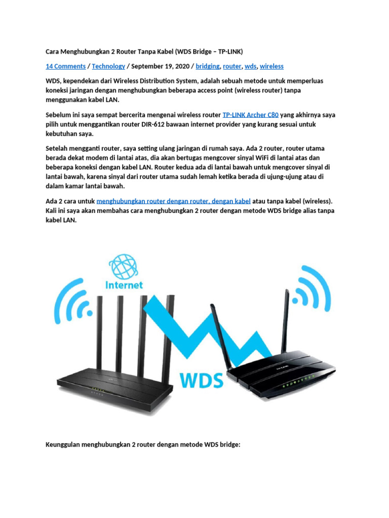 Cara Menghubungkan 2 Router Tanpa Kabel | PDF