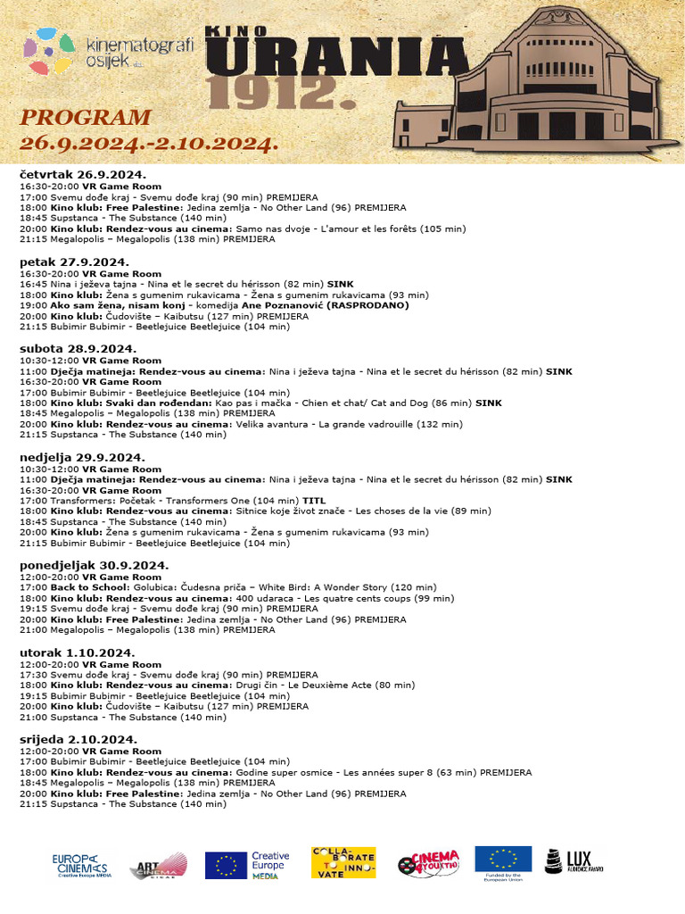 Program Kina Urania 26.9.-2.10.2024 | PDF