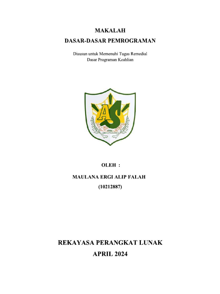 Makalah Dasar Dasar Pemrograman | PDF