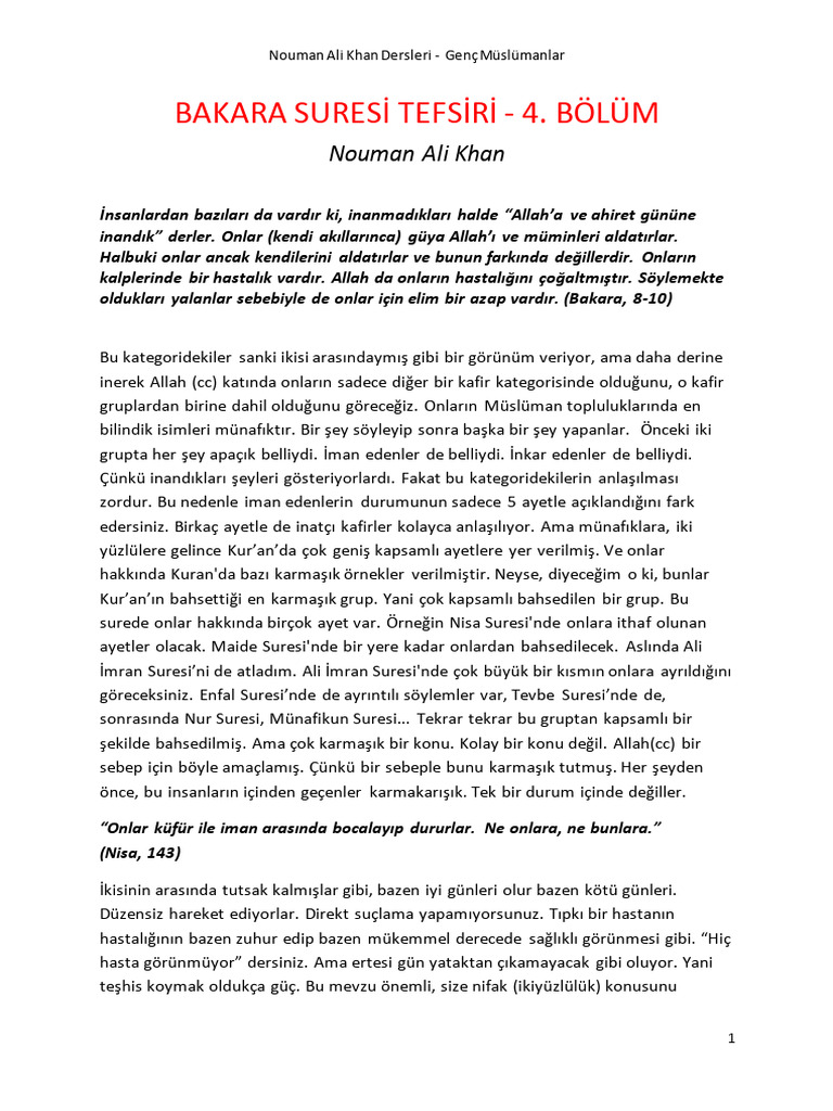 Bakara Suresi Tefsiri: Münafıklık Analizi | PDF | Semitic Words And ...