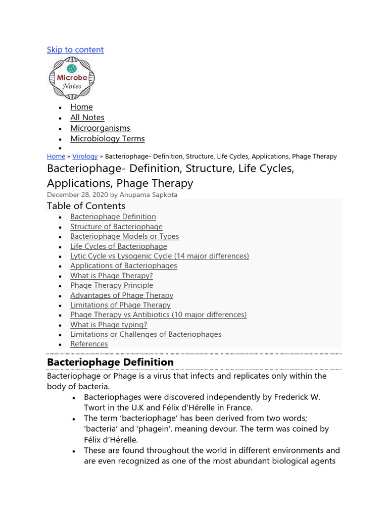 bacteriophage cycle | PDF