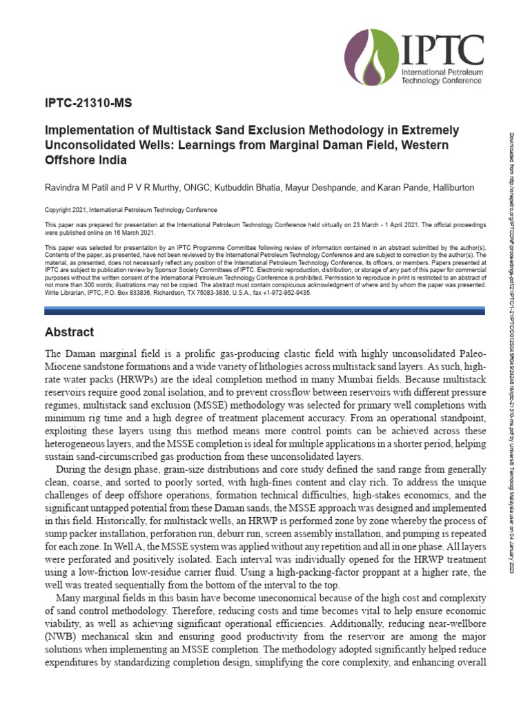 Iptc-21310-Ms-Implementation of Multistack Sand Exclusion Methodology ...