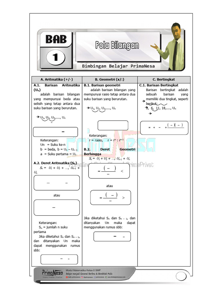 Mat Bab 1 Rangkuman Materi Pola Bilangan | PDF