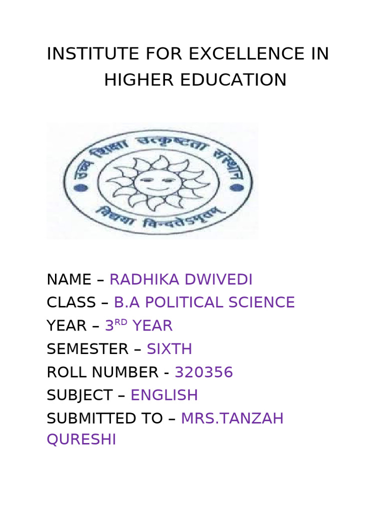 Radhika Dwivedi English Assignment | PDF