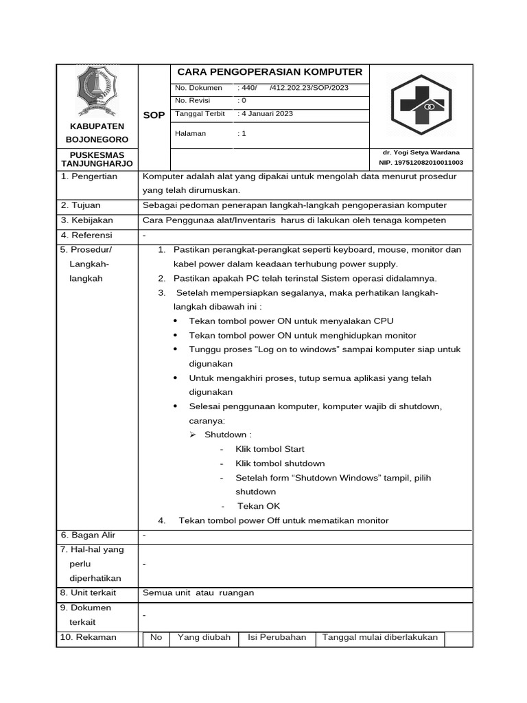 Kop Sop - Cara Opersional Komputer | PDF