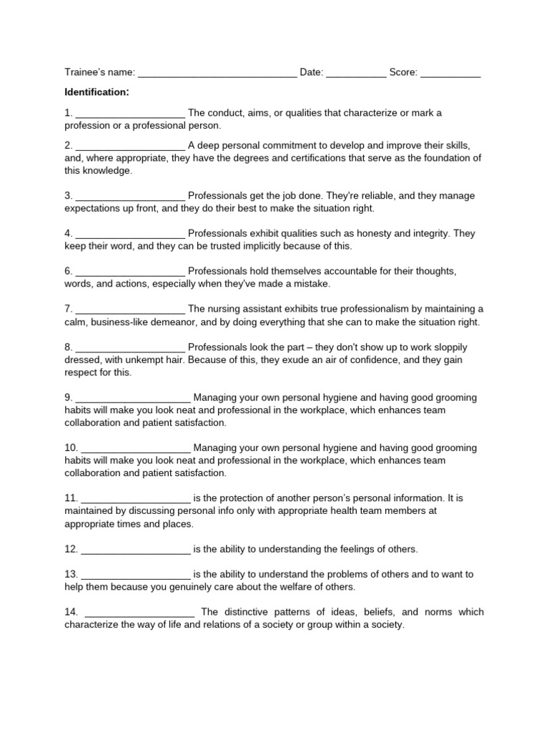 Quiz Professionalism | PDF