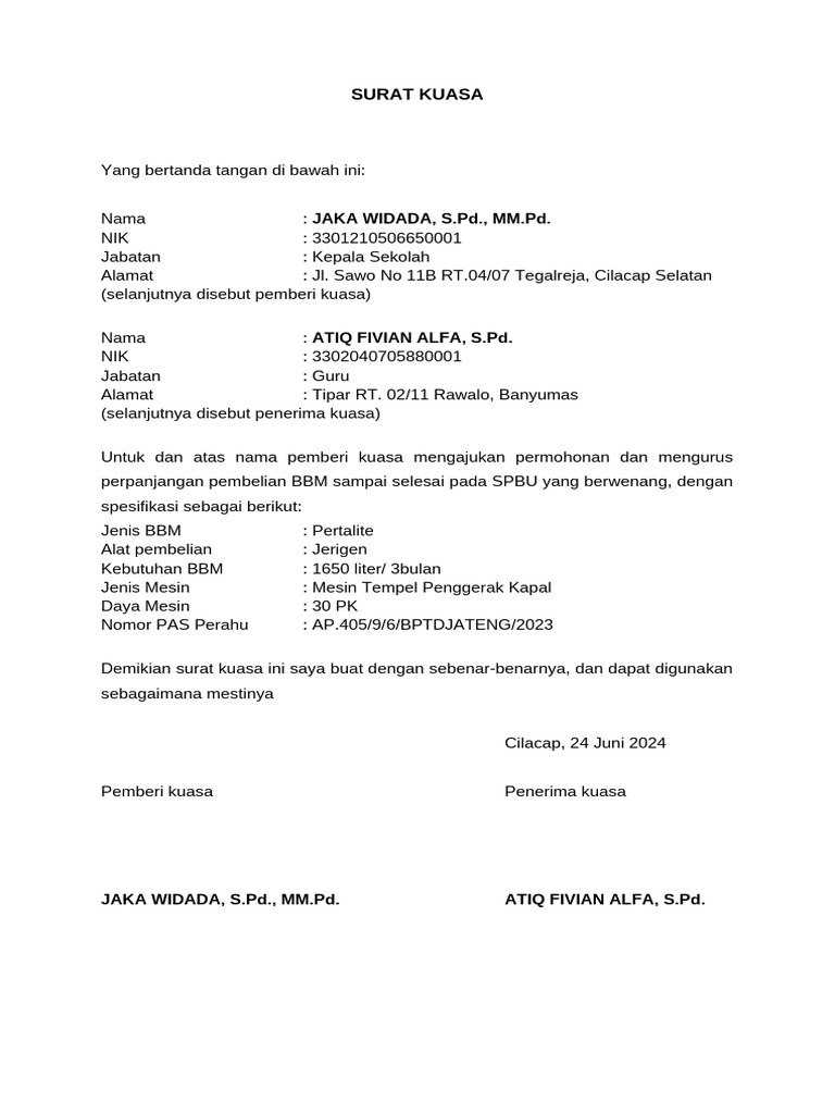 Surat Kuasa Perpanjang STNK | PDF