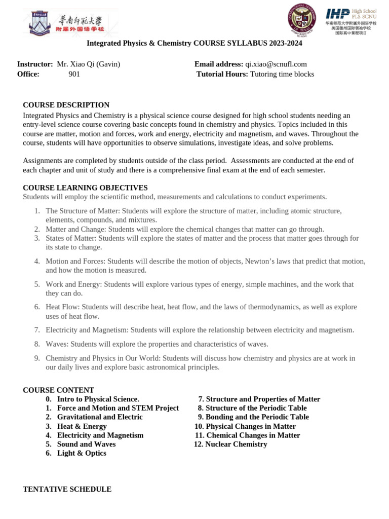 Syllabus For IPC - 2021-2022 - Gavin | PDF