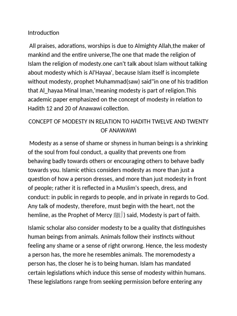 Modesty in islam | PDF