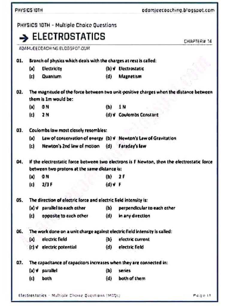 10th Physics MCQs | PDF