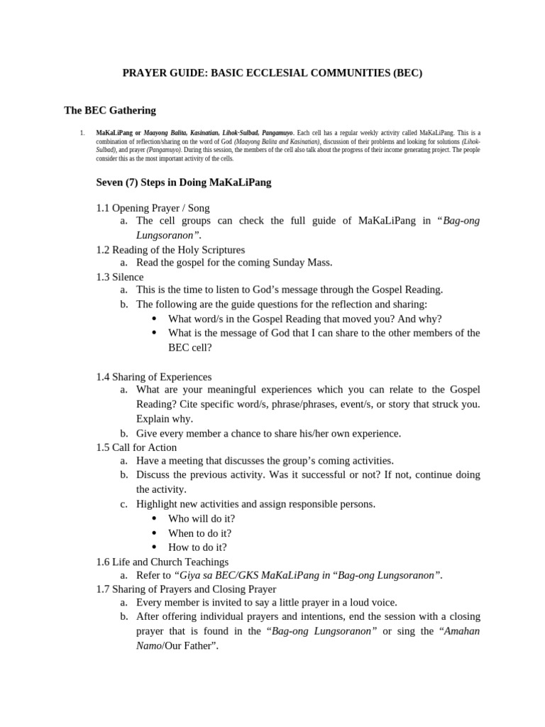 Giya Sa BEC (Guide) | PDF