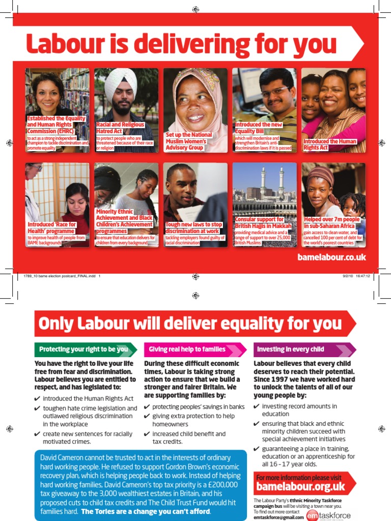 BAME Election Postcard - PRINT | PDF | Labour Party (Uk) | Discrimination