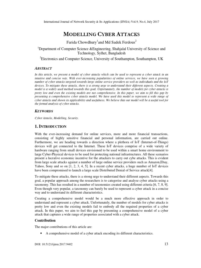 Comprehensive Cyber Attack Modeling | PDF | Computer Network | Computers