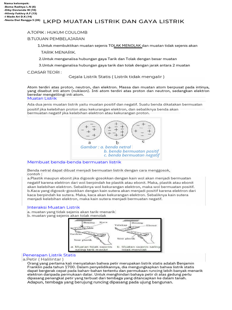 LKPD MUATAN LISTRIK DAN GAYA LISTRIK - PDF - 20240903 - 105454 - 0000 | PDF