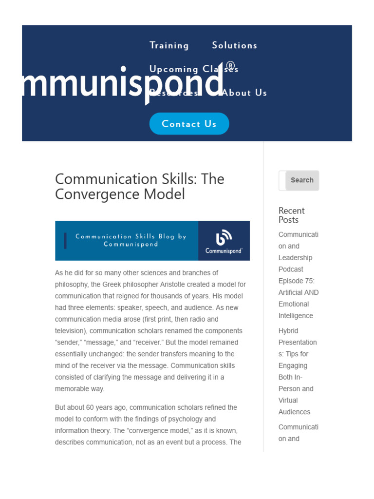 Communication Skills- The Convergence Model | Communispond | PDF