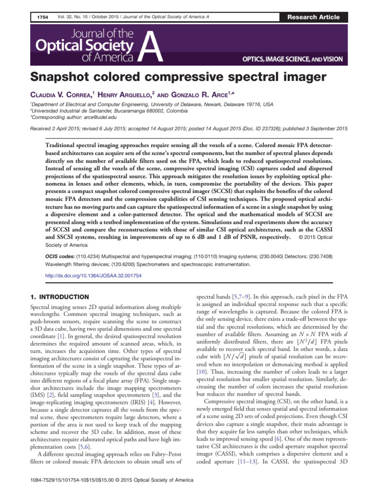 Correa 等。 - Snapshot Colored Compressive Spectral Imager | PDF