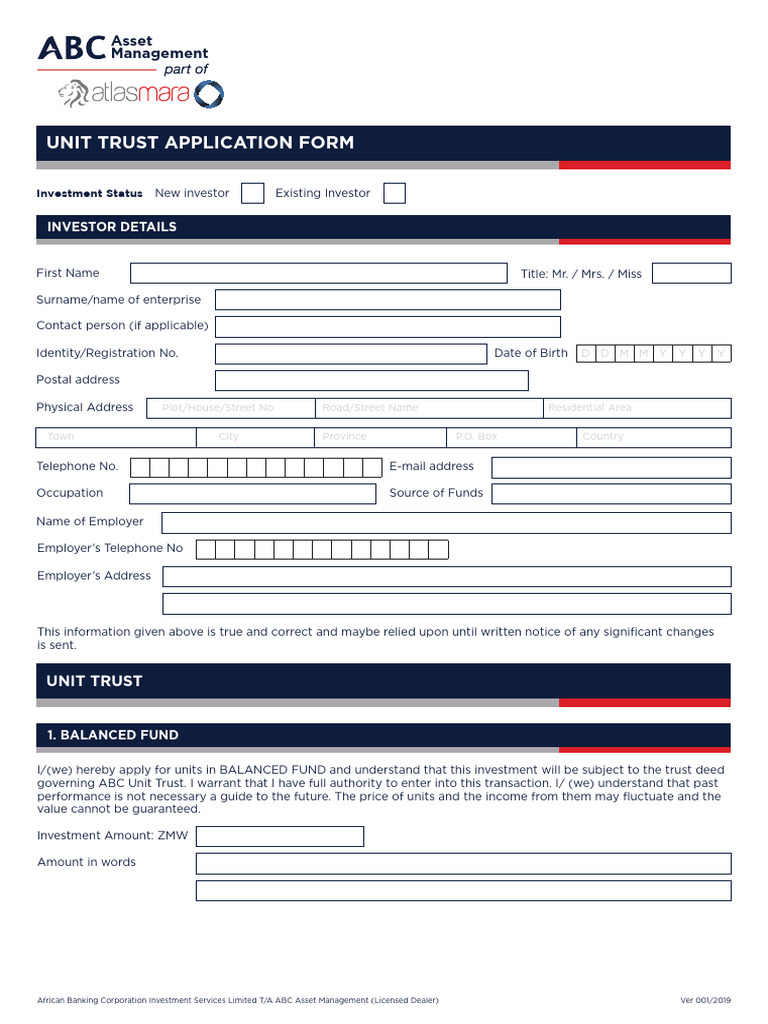 Investment Services Application Form | PDF
