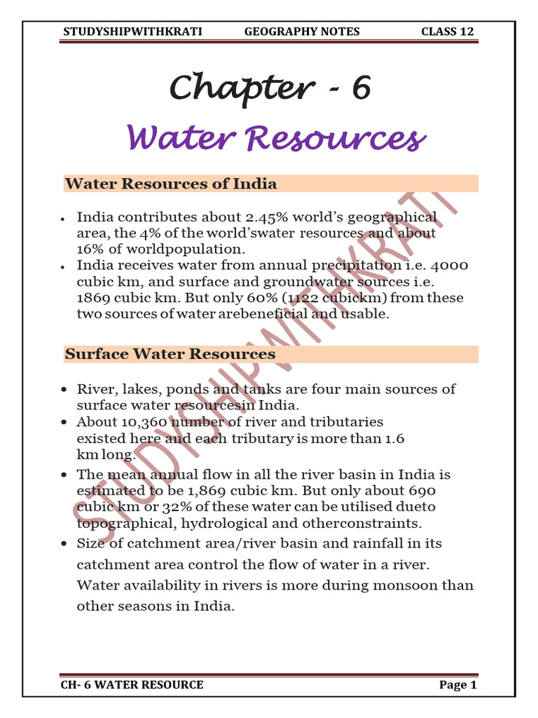 SWK BOOK 2 CH 6 Water Resources | PDF