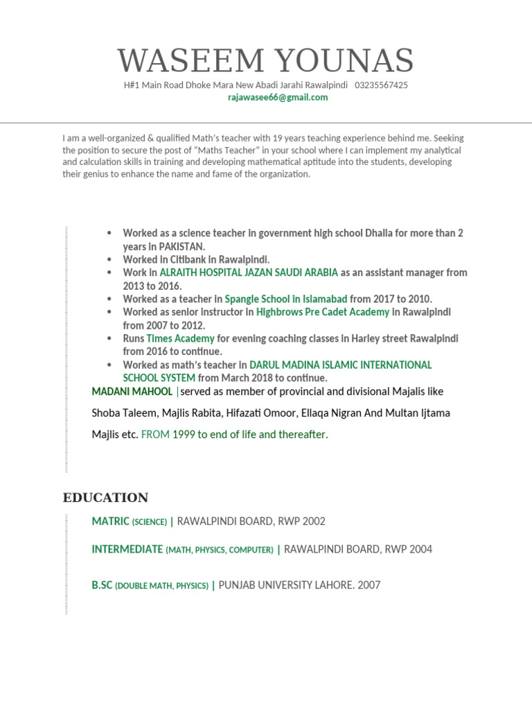 Waseem Younas. CV | PDF