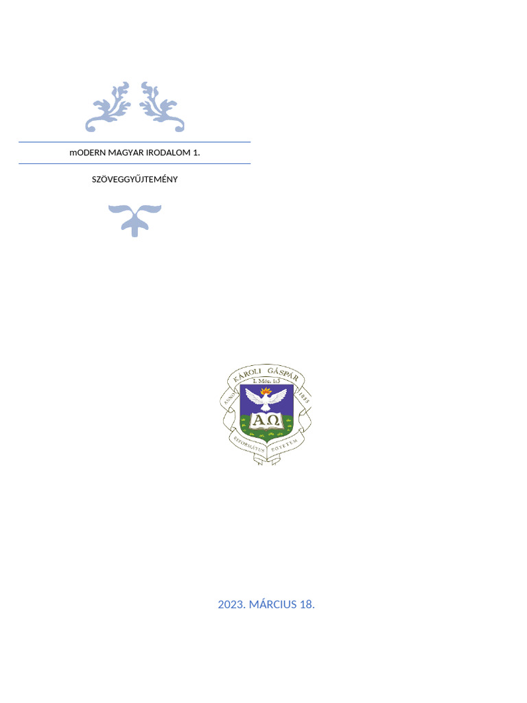 Versek Modern Magyar Irodalom 1 | PDF