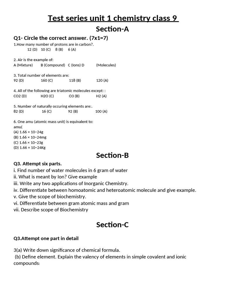 chemistry unit 1 | PDF