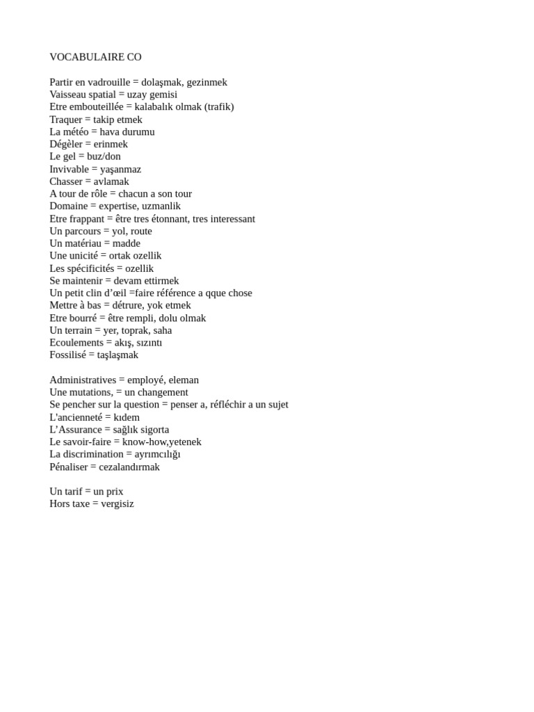 Vocabulaire CO Dossier 07 (Mars) | PDF