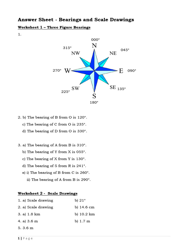 Bearings and Scale Drawings - Answer Sheet 4 | PDF
