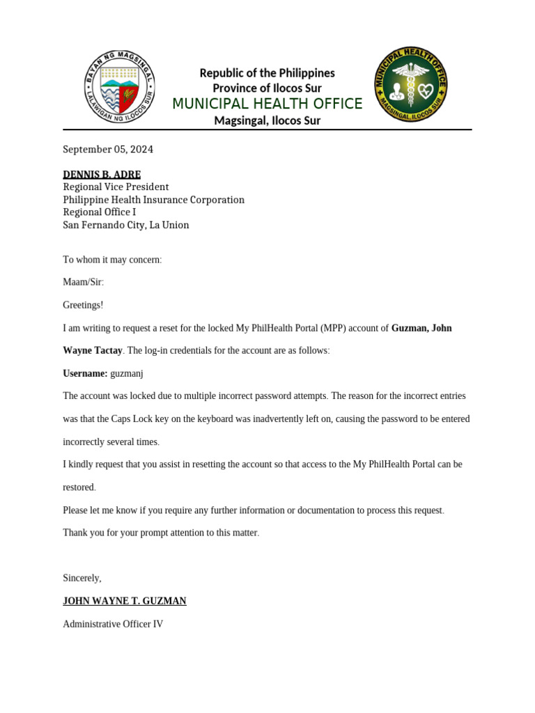 Letter To Philhealth Reset of MPP | PDF
