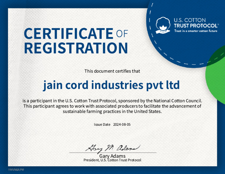 Us Cotton Certificate | PDF