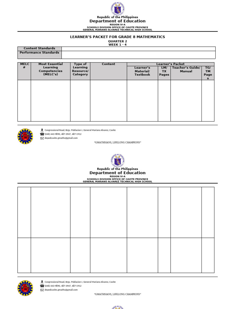 Template Q2_Learner's Packets | PDF