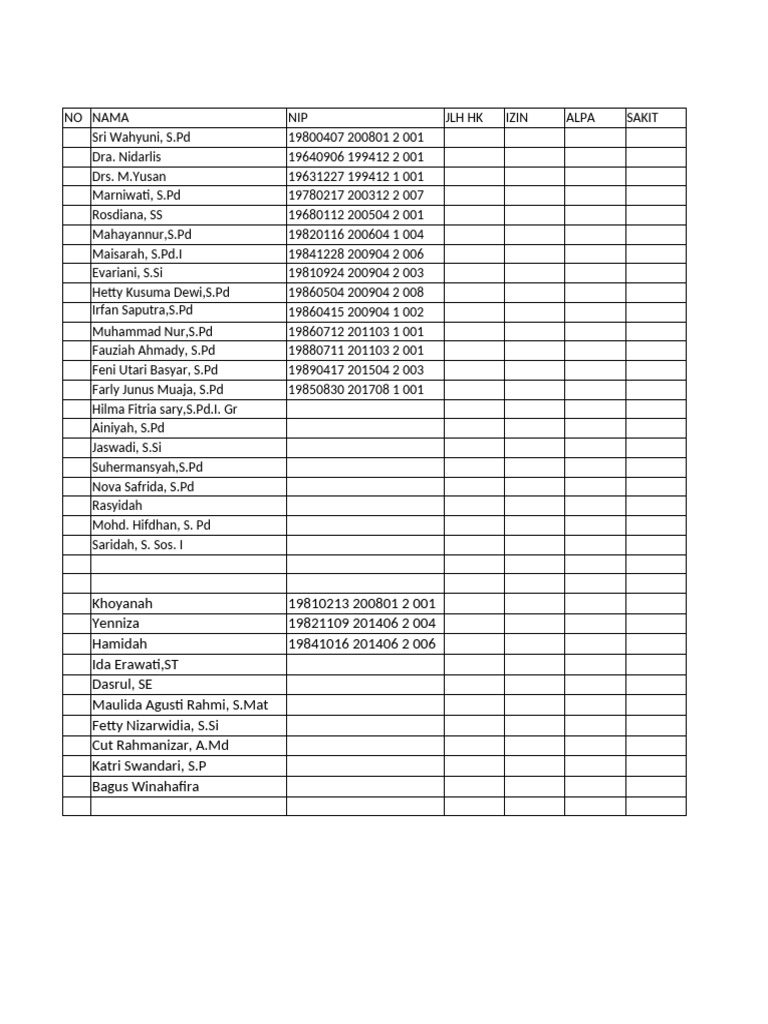 REKAP ABSEN KEHADIRAN GURU DAN TU | PDF