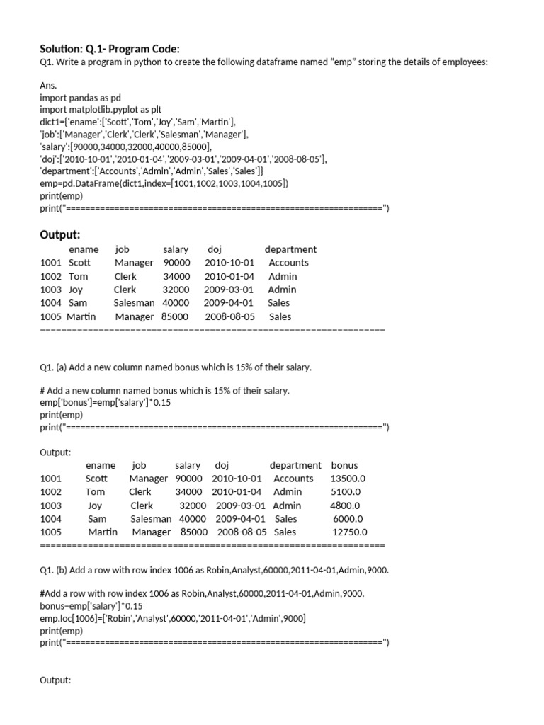 PRACTICAL EXAMINATION 2023 IP SET1 Solution | PDF