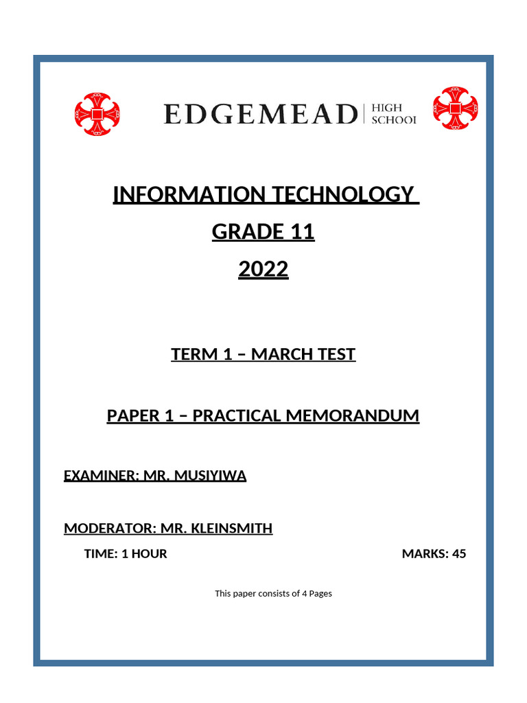 2022 G11 It Practical Memorandum | PDF | Constructor (Object Oriented ...