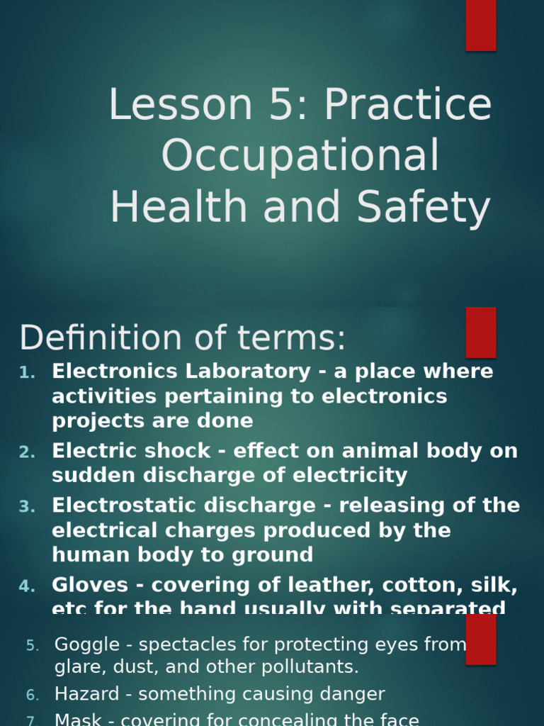 Lesson 5 - OHS | PDF