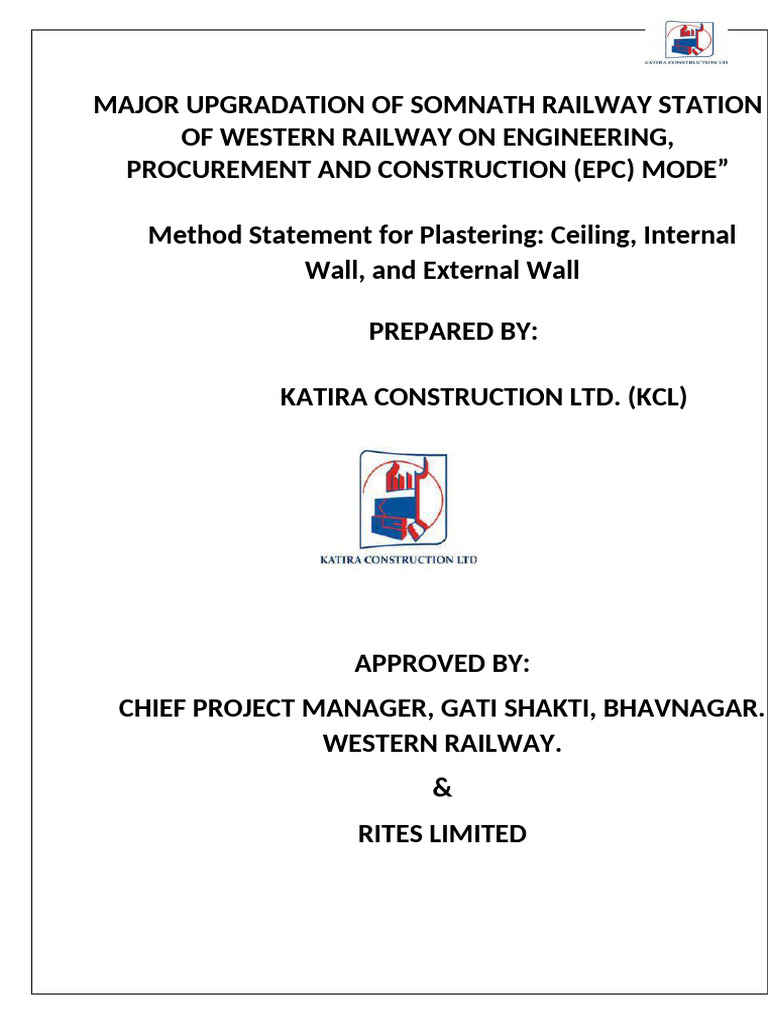 Somnath Station Plastering Guide | PDF | Plaster | Concrete