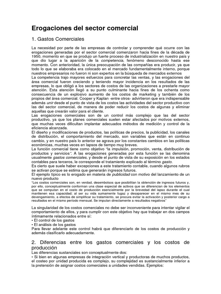 Erogaciones Comerciales: Análisis y Control | PDF | Business | Mercado ...