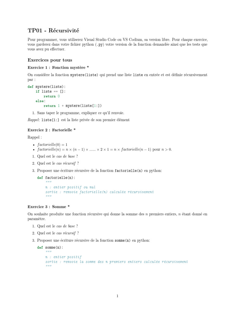 TD02 Récursivité | PDF