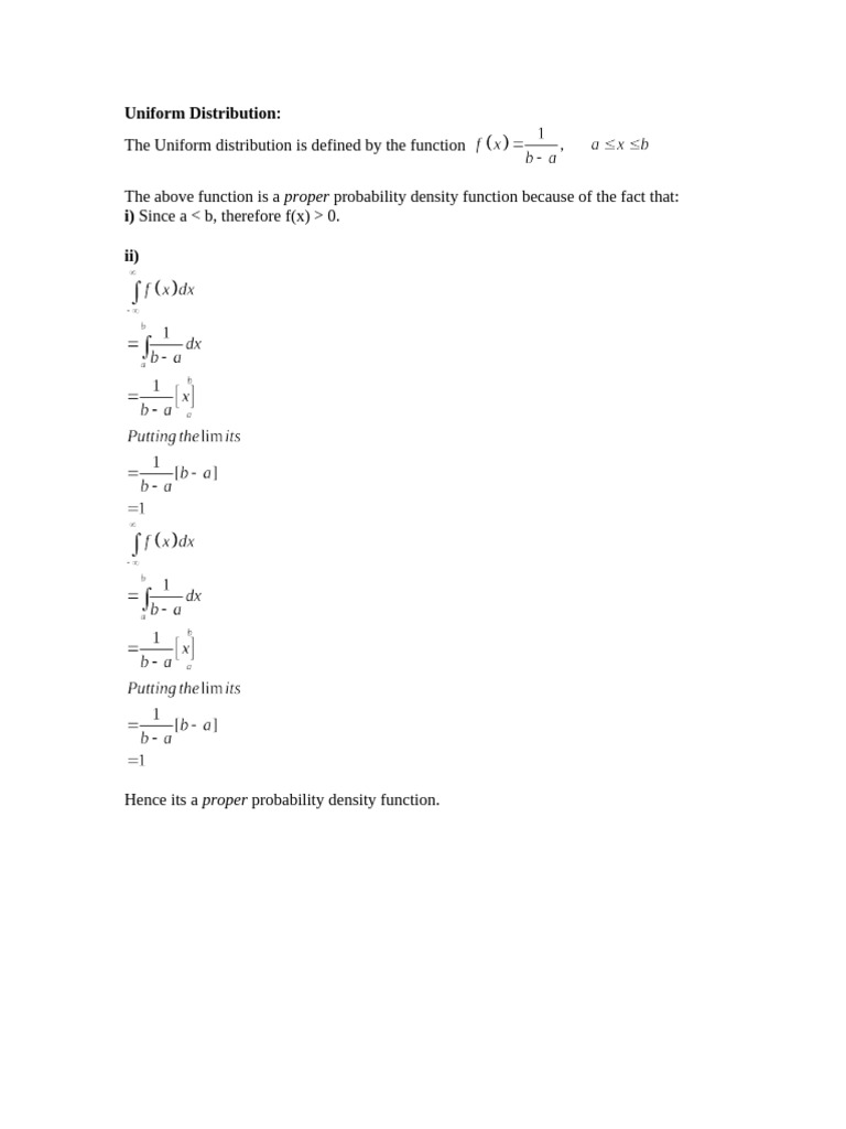 Understanding Uniform Distribution | PDF