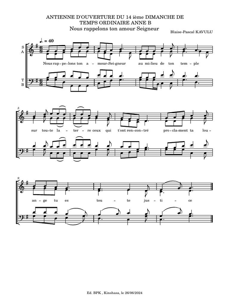 ANTIENNE D'OUVERTURE DU 14 Ième DIMANCHE DE TEMPS ORDINAIRE ANNE B | PDF