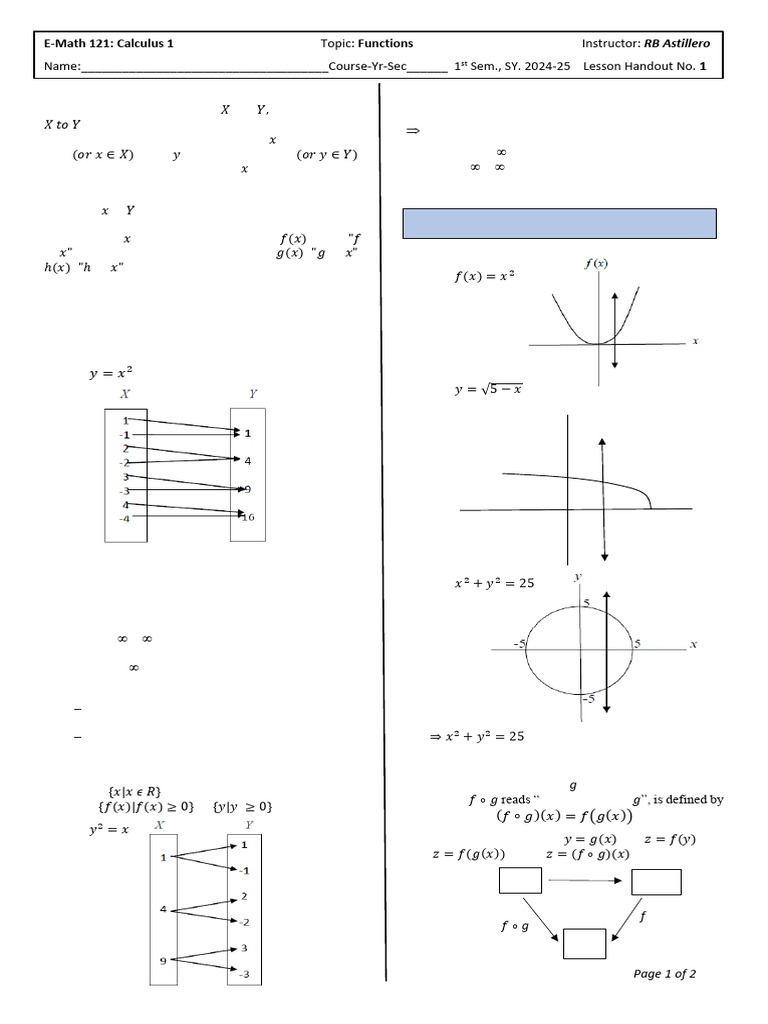 Handout#1 Functions | PDF