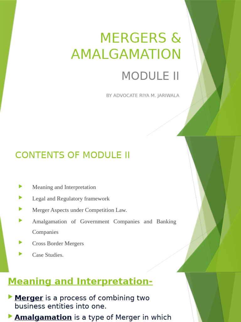 Module 2 - Mergers & Amalgamation | PDF