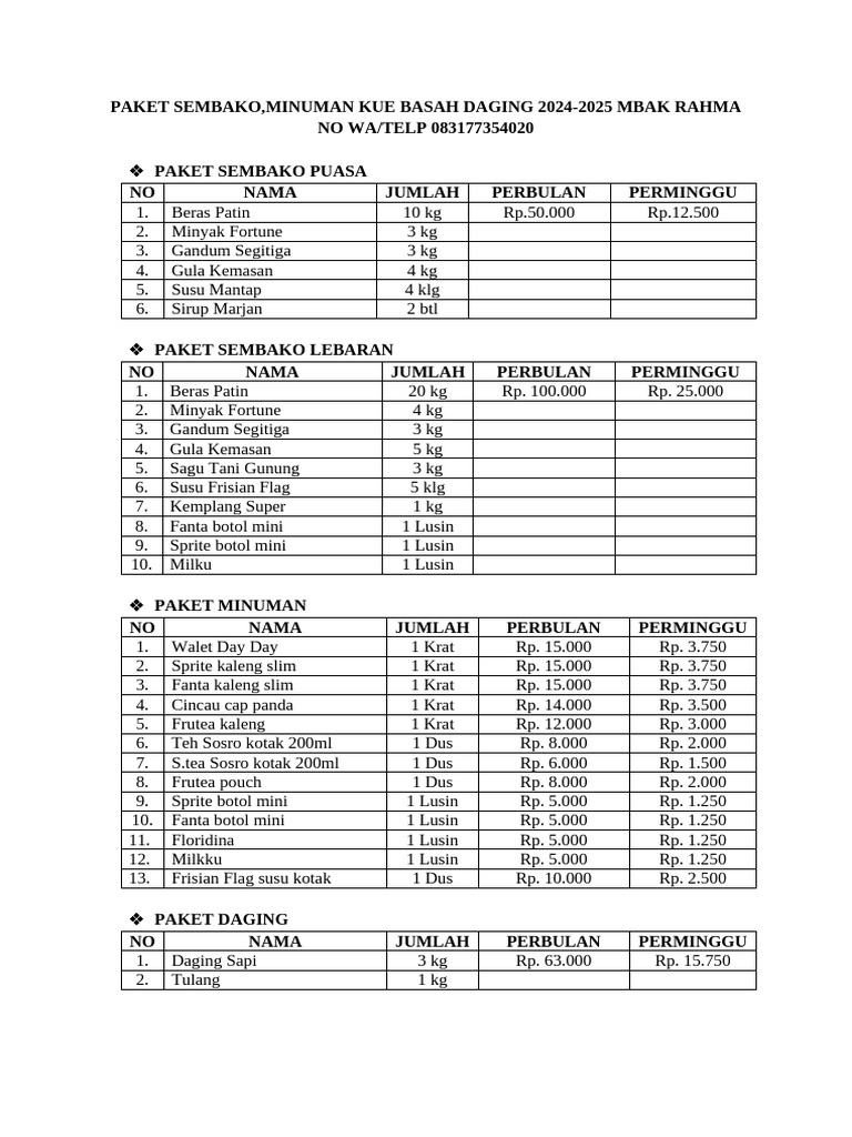 Paket Sembako | PDF