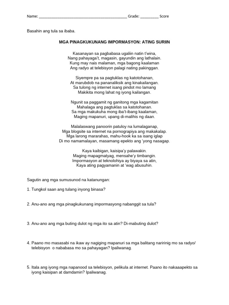 q2 Grade 5 Activity Sheets Week2 | PDF