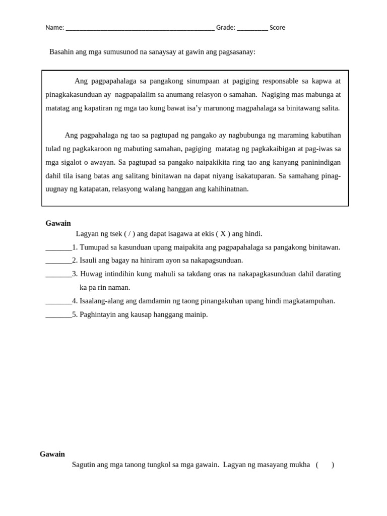 q2 Grade 6 Activity Sheets Week1 | PDF