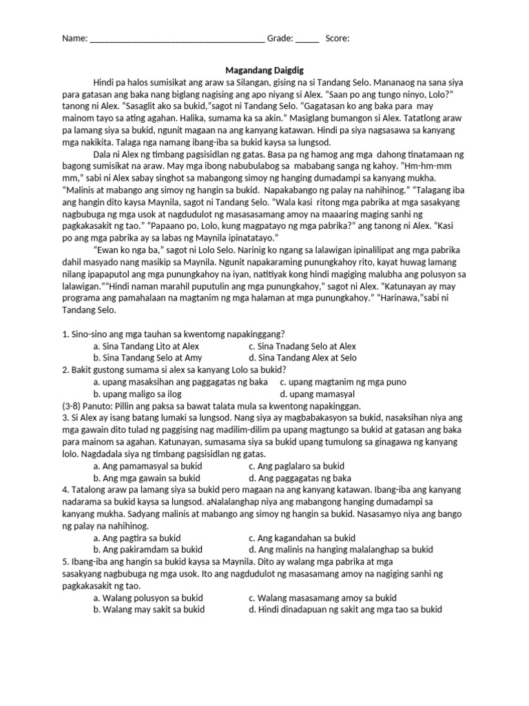 Q1 Grade5 Activity Sheets Week 7 | PDF