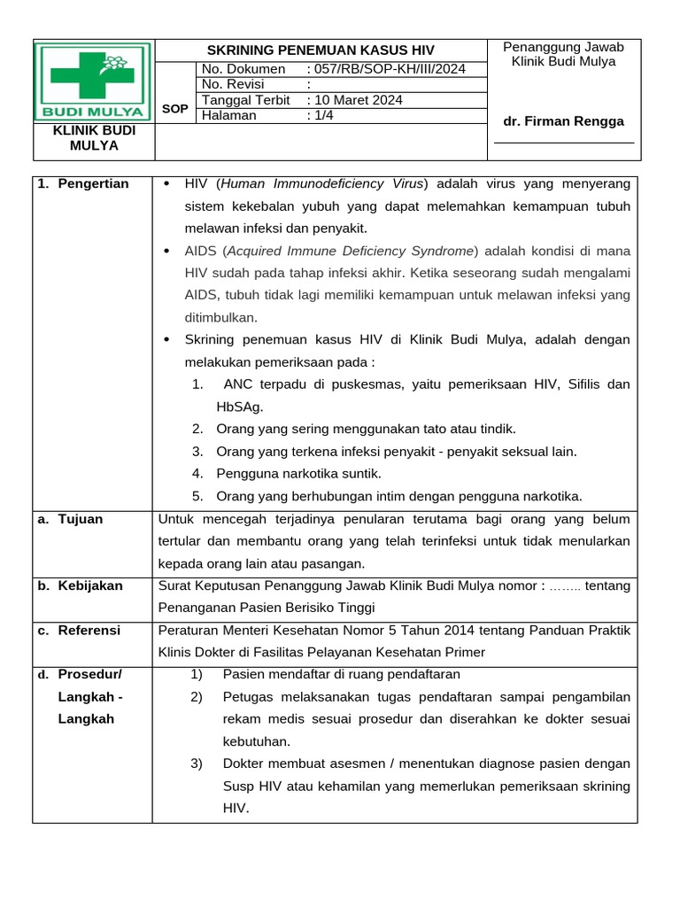 SOP PELAYANAN PASIEN HIV Oke | PDF