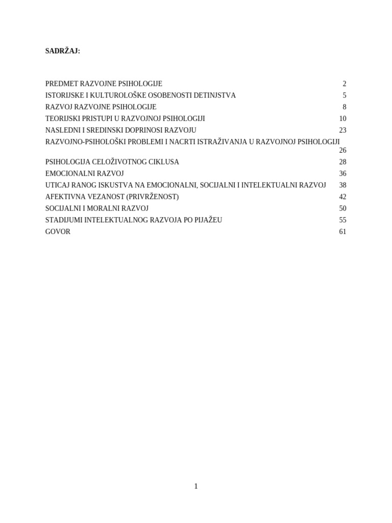 Razvojna Psihologija Jovanina Skripta | PDF