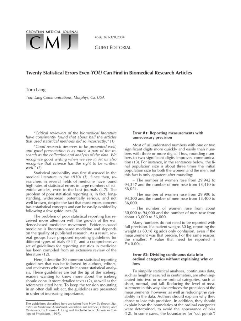 CMJ 20 Stat Errors | PDF | Standard Error | Standard Deviation